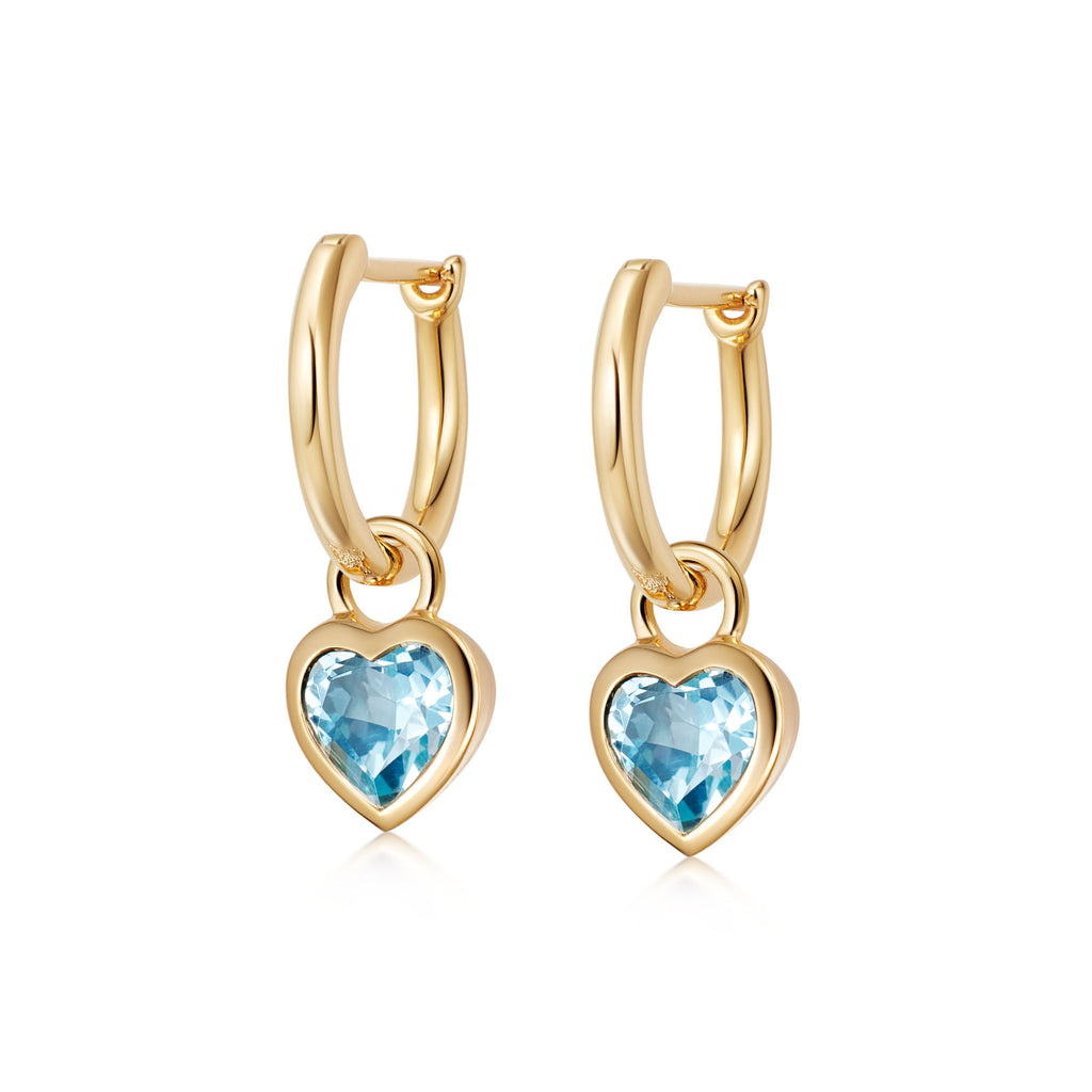 BLUE TOPAZ HEART HOOPS – Sophie Lis